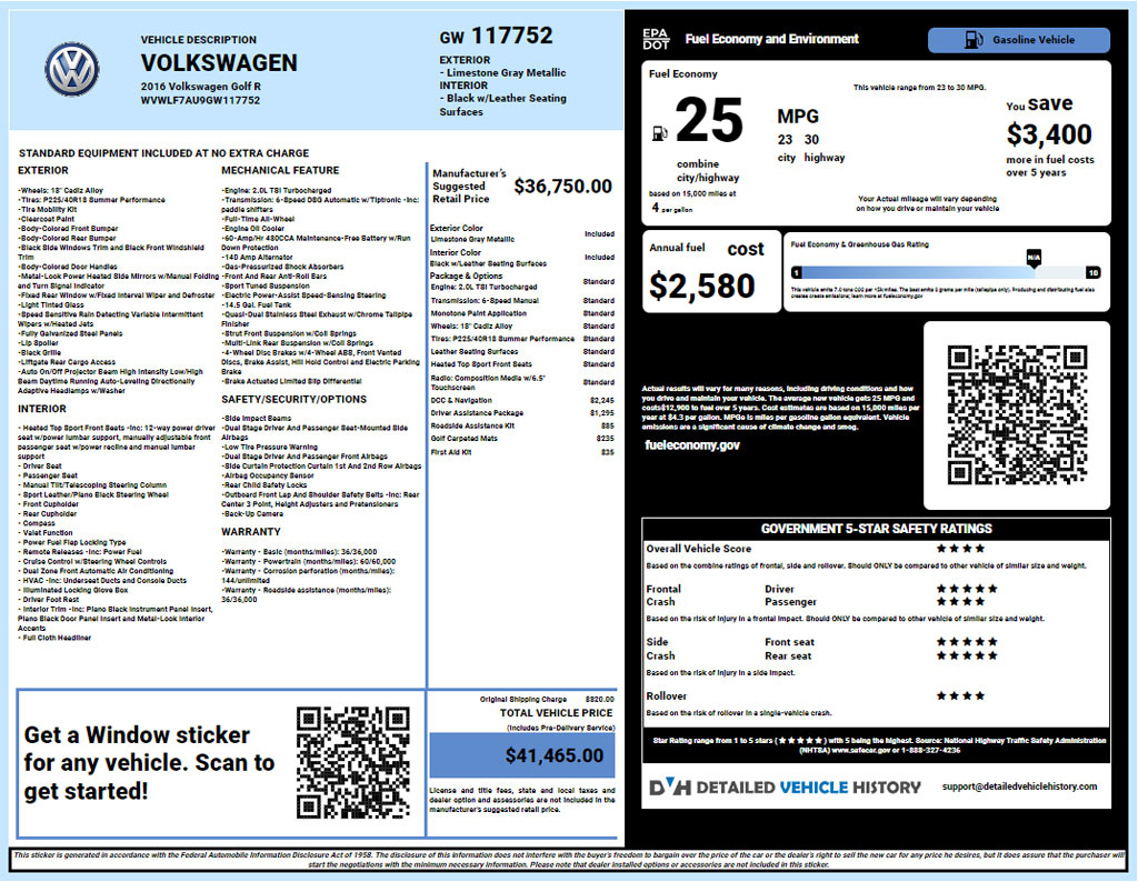 Get an Accurate Volkswagen Window Sticker Lookup by VIN