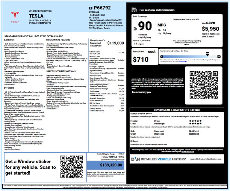 Lookup Window Sticker by VIN for All Brands