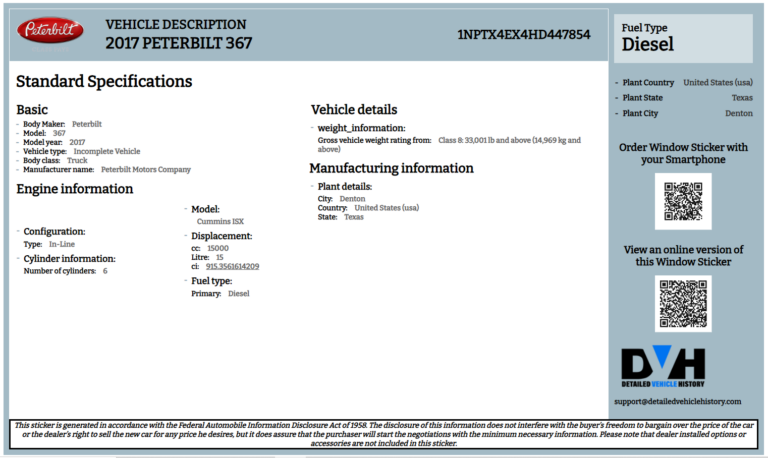 Lookup Window Sticker by VIN for All Brands