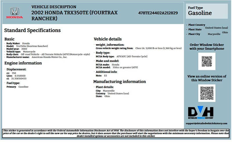 Honda Motorcycle VIN Decoder | Lookup History Report